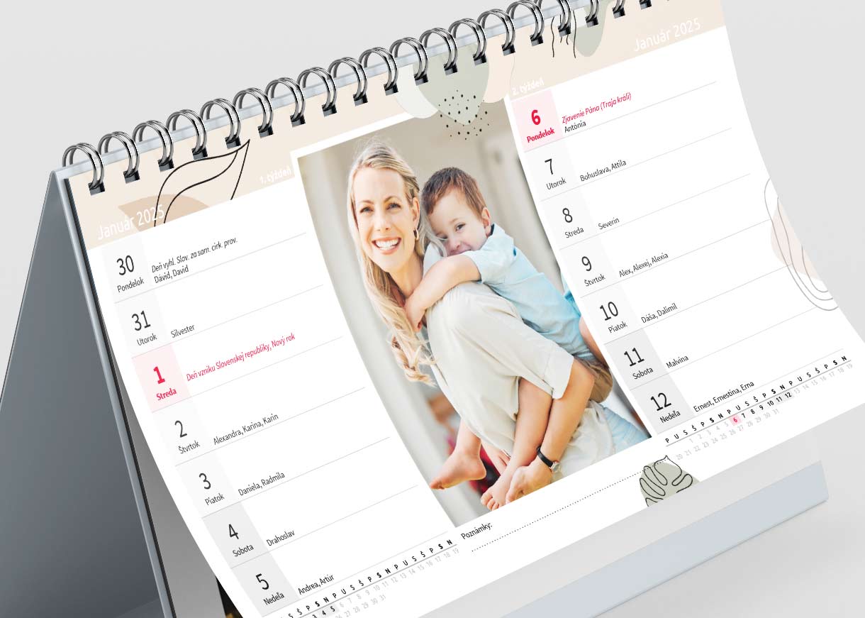 Stolový kalendár 2-týždenný Boho – štýlový dizajn | Fotocopy.sk - Boho ...